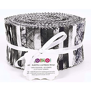 Soimoi 40Pcs Tie Dye Print Cotton Precut Fabrics for Quilting Craft Strips 2.5x42inches Jelly Roll - Black