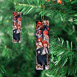 Bookmarks Ruler Metal Makima Bookography Chainsaw Tassels Measure Bookworm Reading for Book Bibliophile Gift Reading Christmas Ornament Markers Bookmark