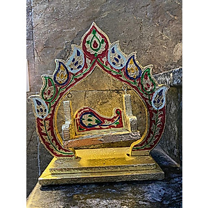 Will and Weaves Laddu Gopal Wooden Jhula Hand crafted Traditional Jhula Meenakari Jhula Kanha Ji Jhoola Carousel Bal Gopal Swing For Size 0 and 1 Thakur Ji For Janmashtami Pooja