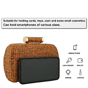 YYW Straw Clutch Purse for Women Hand-Woved Evening Handbag Party Wedding Summer Wicker Beach Bag (Brown)