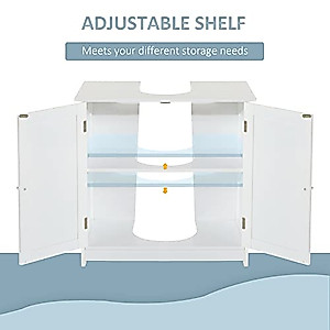 HOMCOM Under Sink Bathroom Cabinet with 2 Doors and Shelf, Pedestal Sink Bathroom Vanity Furniture, White