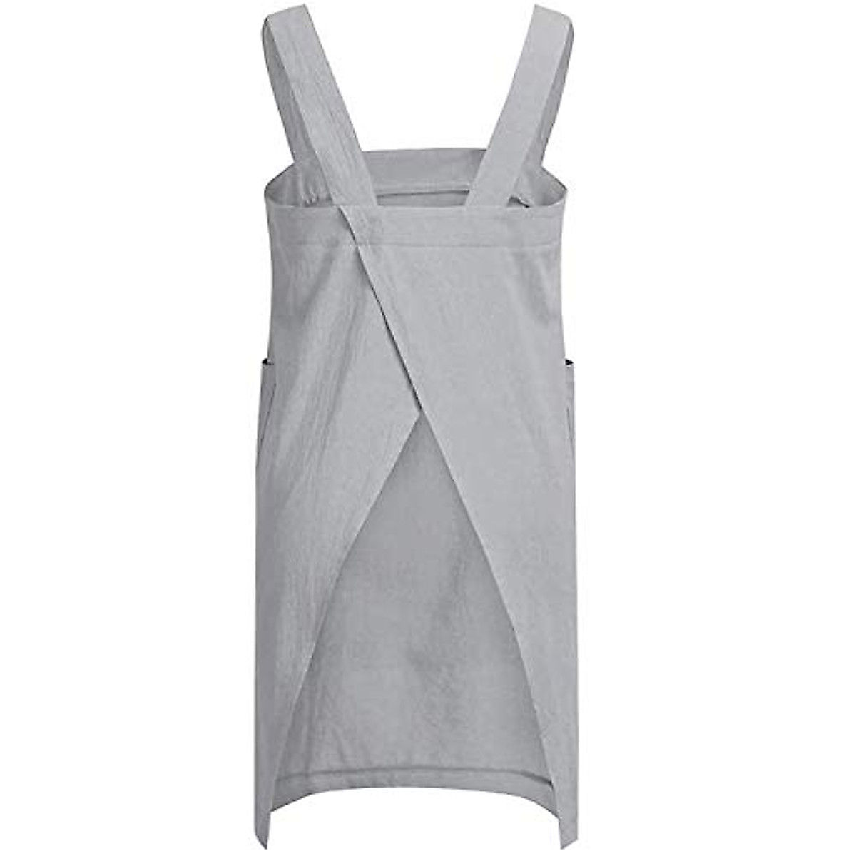YESDOO Cotton Linen Apron Cross Back Apron for Women with Pockets Pinafore Dress for Baking Cooking,Large,grey