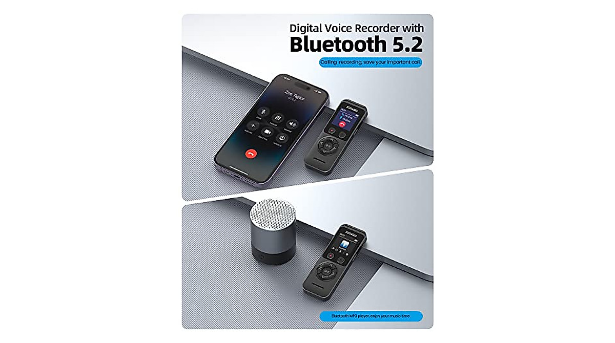 ZOOAOXO 64GB Bluetooth Digital Voice Recorder HD Audio
