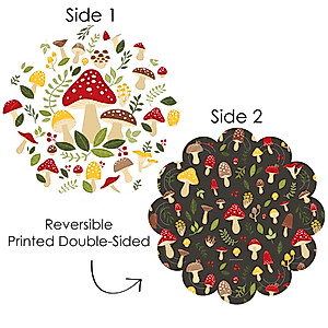 Big Dot of Happiness Wild Mushrooms - Red Toadstool Party Round Table Decorations - Paper Chargers - Place Setting For 12