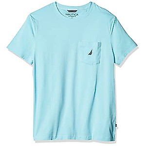Nautica mens Solid Crew Neck Short-sleeve Pocket T-shirt T Shirt, Bright Aqua Blue, XX-Large US