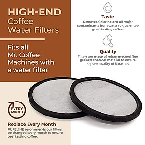 Pure Line Replacment for Mr. Coffee Water Filter Charcoal Disks. Universal Fit for Mr. Coffee Machines. (12 Pack)