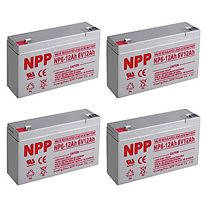 NPPower NP6-12Ah, 6V 12Ah (F1, 4Pcs) Sealed Lead Acid Battery UB6120, 6FM12, 6-DW-12 AB12120, Light and Scooter