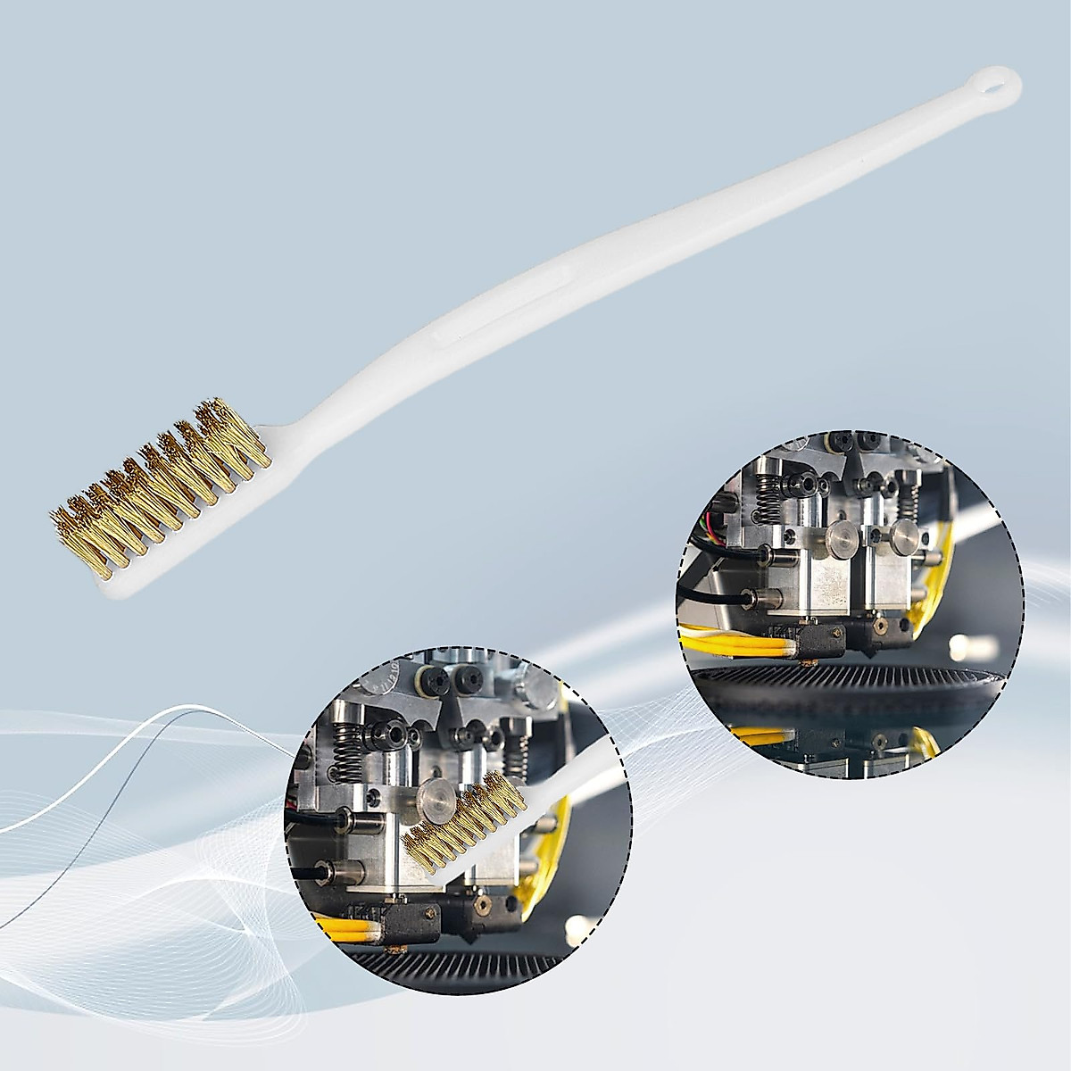 3 Pcs Copper Wire Brush Small Brass Brush 3D Printer Nozzle Cleaner Tool Copper Cleaning Toothbrush Masonry Brush Brass Brush Handle Hot End Cleaning Wire Bristle for Cleaning Welding Slag and Rust