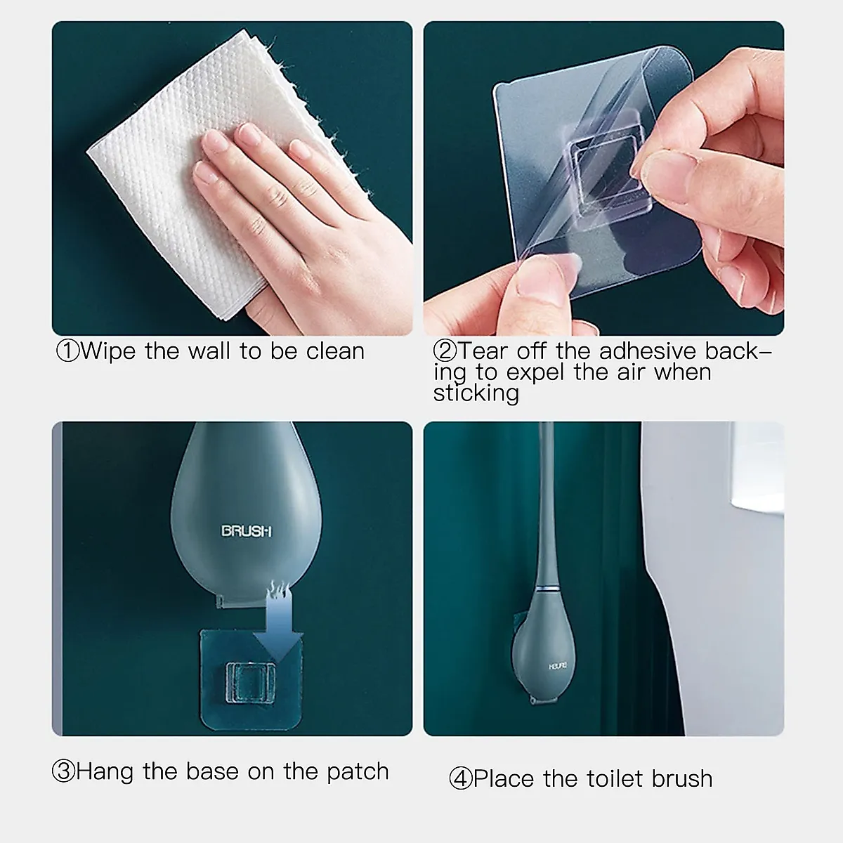 Psytfei Toilet Brush and Holder Toilet Bowl Cleaner Brush Set Wall Mounted Long Handle Bathtub Brush with Dust Cover for Bathroom Deep Cleaning