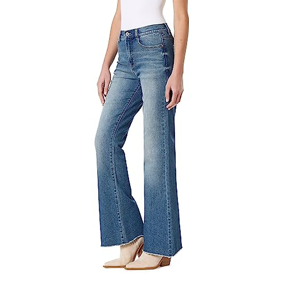 WallFlower Women's Fearless Curvy Super Flare High Rise Insta Vintage Juniors Jeans, Relle, 17