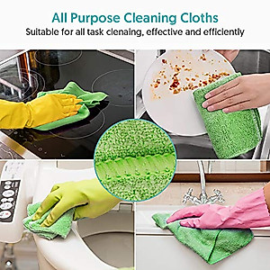 MEXERRIS Microfiber Cleaning Cloth Rags for Glass Floor Polish Dust Multifunctional All Purpose Labeled , Reusable Dish Rags Cleaning Lint Free Streak Free Wipes for House, Kitchen, Windows - 10 Pack