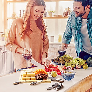 Cheese Gifts Wine Gifts，Cheese Knife Set with Cutting Board and Wine Tools，Cheese Knives for Charcuterie Board Accesories,Cheese&Wine Tools Set（Gift-Ready Box）