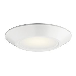 Kichler Horizon LED Downlight in White, 6.4" Flush Mount Interior Dimmable Light, 3000K, Wet Rated Integrated LED, (6.4" W x 1.3" H), 43873WHLED30, White