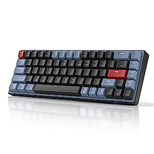 MageGee 60% Mechanical Gaming Keyboard, 68 Keys Hot-Swappable Compact Blue LED Backlit Gaming Keyboard, SKY68 Wired Ergonomic Mini Office Keyboard for Windows PC Gamer (Red Switch, Blue & Black)