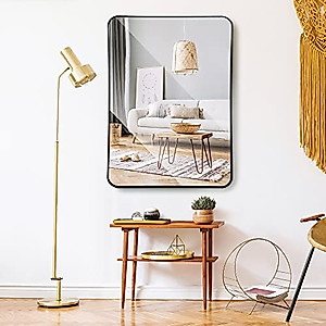 ZenStyle Black Metal Framed Rectangular Wall Mirror 24" x 36" Bathroom Mirror with Peaked Trim for Entryways, Living Rooms, Bathrooms