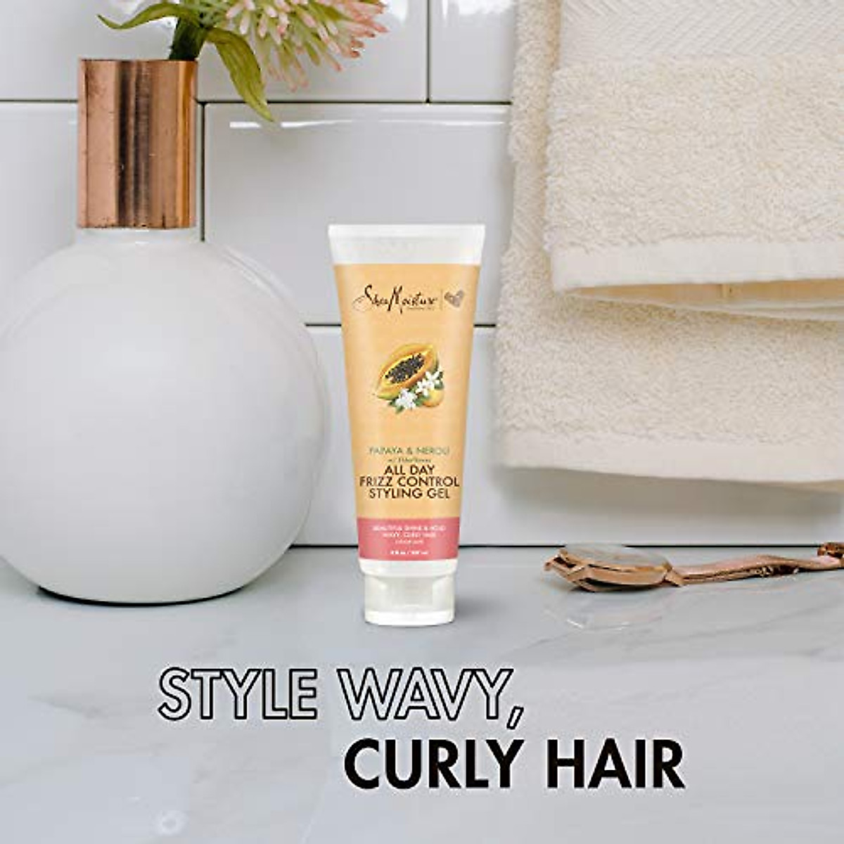 SheaMoisture Frizz Control Styling Gel for Curly Hair Papaya and Neroli Alcohol Free Hair Gel Oz, 8 Ounce
