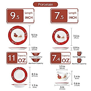VEWEET Christmas Dinner Set for 6, 30 Piece Ceramic Christmas Dishes, Christmas Deer Plate Sets with Dinner Plate, Dessert Plate, Soup Plate, Cup, Saucer, Service for 6, Christmas Deer Series