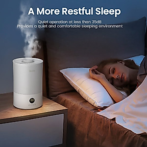 Humidifiers for Bedroom Large Room, Ultrasonic Cool Mist Humidifier for Baby Nursery and Plants, Up to 24 Hours, Top Fill, Night Light, Auto Shut Off, Easy Clean, Quiet