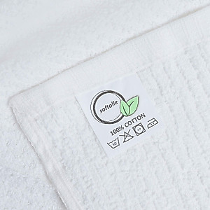 Softolle Kitchen Towels, Pack of 12 Bar Mop Towels -16x19 Inches -100% Cotton White Super Absorbent Towels, Multi-Purpose for Home and Bar Cleaning (White)