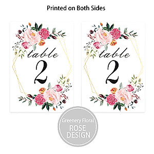 26 PCS Table Number Holder - Table Card Holder Stand Wire Photo Holder with 26 Pcs Floral Table Number Cards, Place Card Holder Stand for Weddings Party Office Paper Memo Menu Note Clips