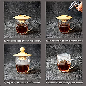 NERO Cocktail Smoker with 4Pcs Flavored Smoking Wood Chips Wood Chips for Whiskey,Bourbon,Drink ,Meat,Cheese,Dried Fruits,Salt,Bourbon Smoking Accessories,Gift for Dad Huasband Men