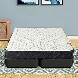 Mattress Solution, 4-Inch Sturdy Box Spring for Mattress Support-Durable and Fully Assembled, Natural Wood Foundation for Full XL, Black