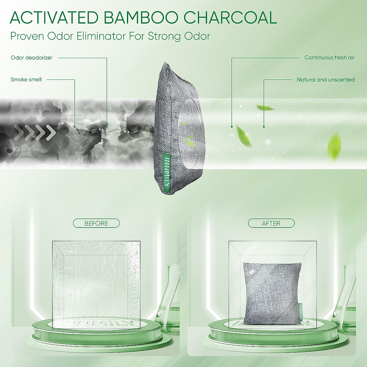 Activated Charcoal Odor Absorber,6 Pack Nature Odor Eliminator for Shoes, Bamboo Charcoal Air Purifying Bags,Shoe Deodorizer for Fresh Sneakers,Shoe Smell Remover