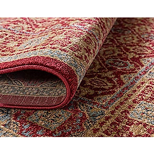 Unique Loom Palace Collection Traditional Geometric Area Rug, 3' 3" x 5' 3", Red/Light Blue