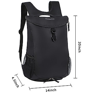 Mouteenoo Sport Gym Backpack Shoes Compartment Drawstring Backpack Men Women (Black/Black)