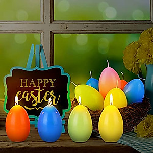 12 Pcs Easter Eggs Candles Soy Wax Colorful Easter Candles Gift Happy Easter Egg Candle Unscented Egg Shape Candle for Home Room Indoor Easter Party Decorations, 6 Colors