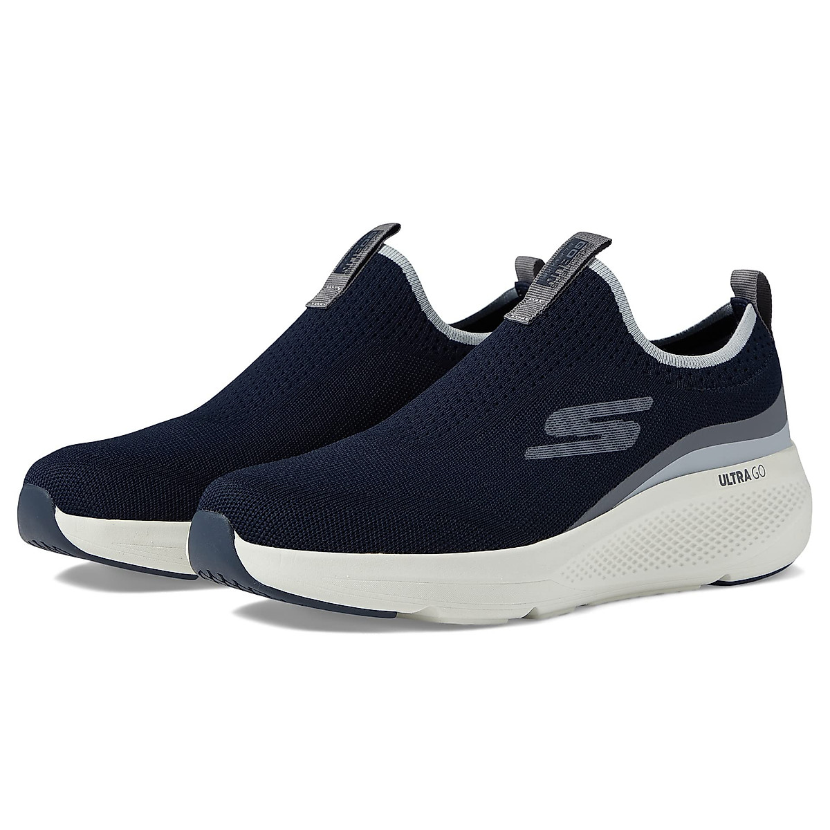 Skechers Men's GOrun Elevate-Athletic Slip-On Workout Running Shoe Sneaker with Cushioning, Navy/Grey, 11