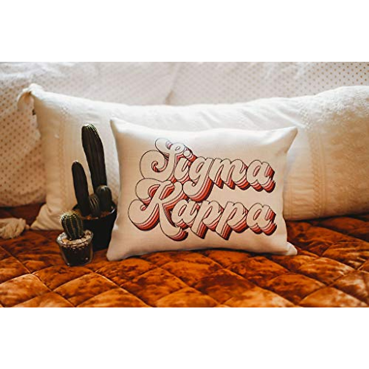 Sorority Shop Sigma Kappa Pillow – Retro Design, 12" x 16" Lumbar Pillow Sorority