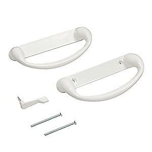 Built Industrial Sliding Glass Patio Door Handle Replacement Set, White Diecast, Mortise Style, Non-Keyed (Fits 3-15/16 Inch Hole Spacing)