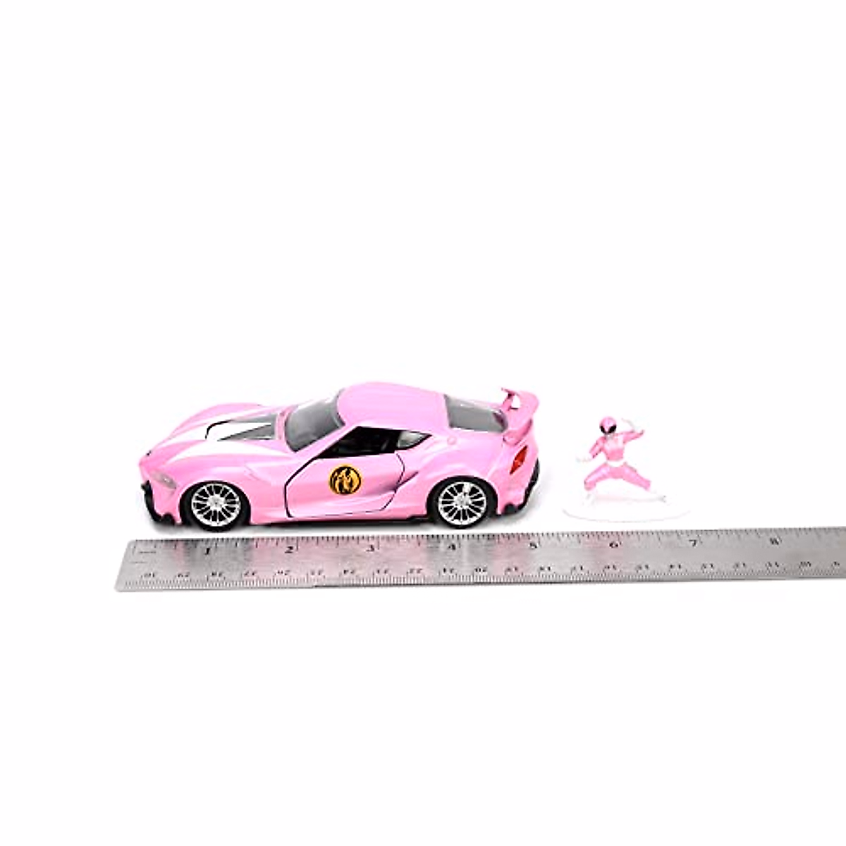 Mighty Morphin Power Rangers 1:32 Toyota FT-1 Concept Die-cast Car with 1.65" Pink Ranger Figure, Toys for Kids and Adults