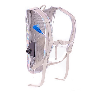 Fydelity Festival Hydration Backpack ANGEL WINGS Hydration Pack Festival Gear Retro Hydration Pack Backpack for Men and Women Hydrapak Water Backpack Festival backpack - Silver Metallic
