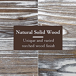 MyGift Torched Wood Wall Mounted 3 Tier Bathroom Shelf Storage Display Rack with 23-Inch Towel Bar