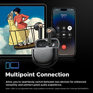 SoundPEATS Air4 Lite Wireless Earbuds, Bluetooth 5.3 Earbuds with Multipoint Connection, Hi-res Earbuds with LDAC &13mm Dynamic Driver, Total 30 Hrs, App Control, 6 Mics, IPX4 Rated