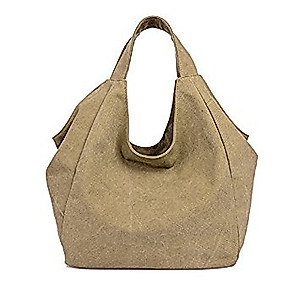 Good Bag Women's European Style Purse Casual Canvas Tote Durabel Shoulder Handbag Color Khaki
