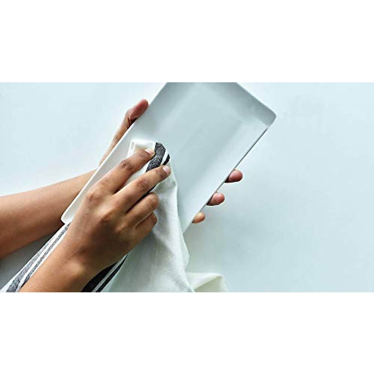 WHITEWRAP Kitchen Towels | 100% Cotton Dish Towels Premium Quality | 15"x25" Black Stripes 6-Pack | Hand Towels, Tea Towels, Dish Cloths| Highly Absorbent Bar Towels