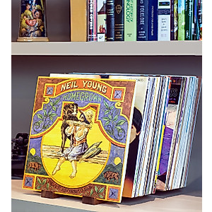 Durable Vinyl Record Storage Holder for 75 LPs, Solid Walnut Vinyl Record Stand with Built-in Now Playing Display, Sleek Vinyl Record Holder & Display for Albums