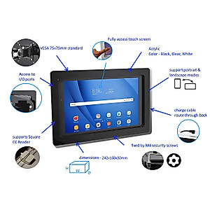 TABcare Anti-Theft Acrylic VESA Case for Samsung Galaxy TAB 8" Tablet with Wall Mount Kit (TAB A 8.0 2019 SM-T290, Black)