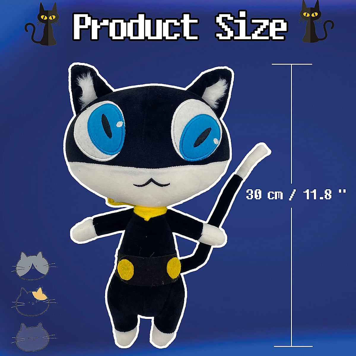 Hotiego 11.8" Cat Plush Toys Figures Blact Cat Dolls Plushie Stuffed Plushies Cosplay Props for Game Fans