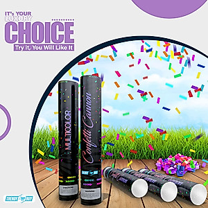 Confetti Cannon Party Poppers [2 Pack], 12 Inch Multicolor 100% Biodegradable Confetti Shooters for Wedding, Birthday, Party, Graduation Celebrations, and Christmas Poppers New Year’s Eve | Trendy Buy