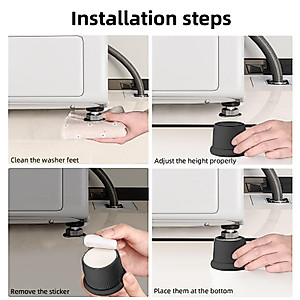 nediea Anti Vibration Pads For Washing Machine, Washer And Dryer Feet Pads,Adjustable Anti-Vibration Pads For Washing Machine,Vibration Isolation Pads, 4pcs (BLACK-02)