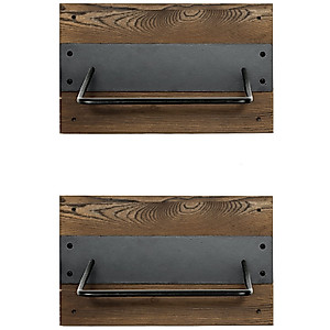 MyGift Wall Mounted Exercise Stability Ball Holder, Home Gym Yoga Studio Ball Storage Display Rack with Rustic Burnt Wood Rectangular Backing and Black Metal Wire, Set of 2