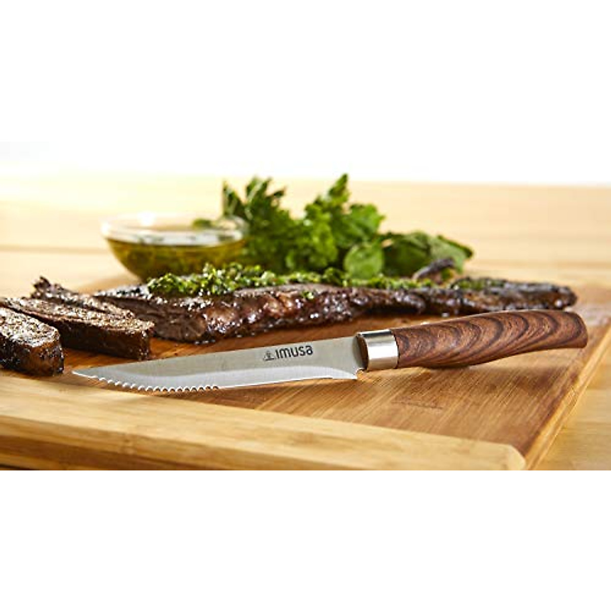Imusa USA IMU-73056 4.5" Stainless Steel Steak Knife with Woodlook Handle