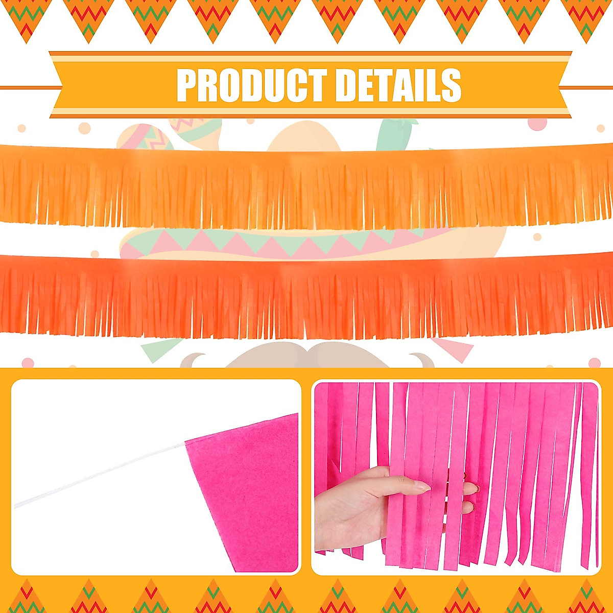 Taiyin 12 Pcs Mexican Fringe Garland Mexican Party Pastel Garland Mexican Party Decorations Cinco De Mayo Party Decorations for Mexican Theme Party Fiesta Party Cinco De Mayo Party