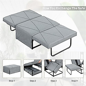 JFUYJK Sofa Bed,4-in-1Folding Ottoman Sofa Bed Sleeper Chair Convertible Chair Into Bed with Adjustable Backrest