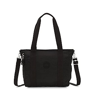 Kipling Women's Asseni Small Tote, Versatile Lightweight Purse, Nylon Shoulder Bag, Black Noir