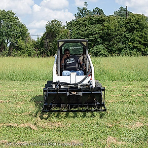 Titan Attachments 48in Economy Skid Steer Root Grapple Bucket Attachment, 3/8in Thick Steel Frame, Quick Tach Mounting System